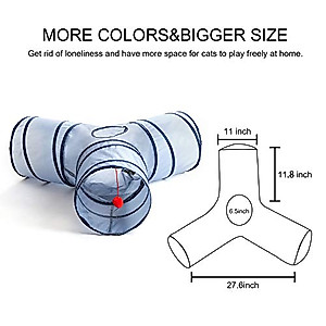 SunStyle Home Cat Tunnels for Indoor Cats 3 Way Play Toy Kitty Tunnel Peek Hole Toy with Ball for Cat Tube Fun for Rabbits Kittens and Dogs
