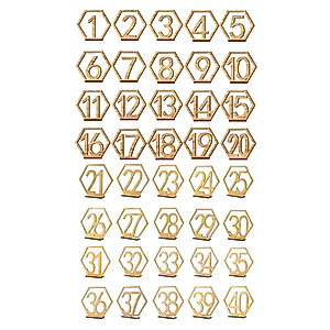 SYCOOVEN Wooden Table Numbers, 1-10 Wedding Table Numbers with Holder Base, Double Sided Hexagon Shape Perfect for Wedding, Party, Events or Catering Decoration(11-20)