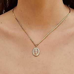 Barzel 18K Gold Plated Three-Tone Crystal Mother Mary Pendant Necklace (24")