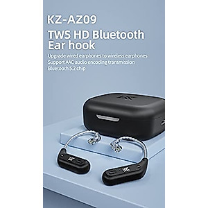 erjigo TWS + Earbuds Hook 2Pin Connector with Mic Support/30 Hours Playback,KZ-AZ09 HD Bluetooth5.2 Ear Hook Compatible with 0.75/0.78mm Pin Earphones/Headphones/Headsets for Sports (C Pin)