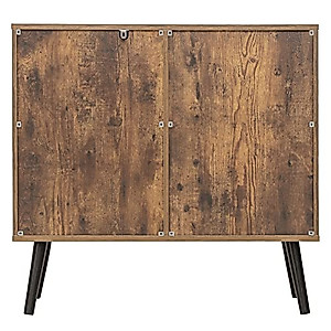 Iwell Storage Cabinet with Door & 3 Drawers, Mid Century Cabinet with Adjustable Shelf, Storage Cabinet for Living Room, Bedroom, Home Office, Rustic Brown