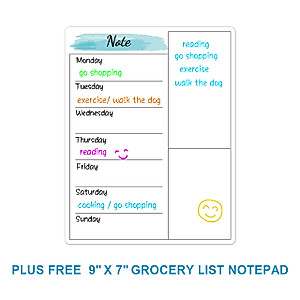 Dry Erase Fridge Magnetic Calendar - White Board Magnetic Calendar for Refrigerator Magnetic Calendar Kitchen Decor, 15"x 11.5", Calendar with Thin Protective Film and Grocery List Magnet Pad