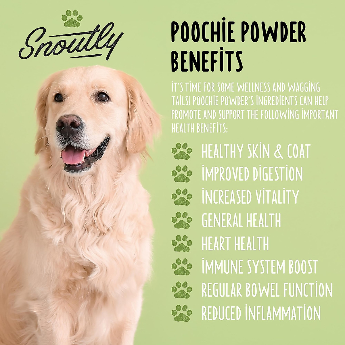 Snoutly Poochie Powder: USDA Certified Organic Dog Supplement & Super Multivitamin - Mother Nature's Vitamins & Minerals for All Dogs & All Ages, Nutritional & Digestion Support, RAW Superfood