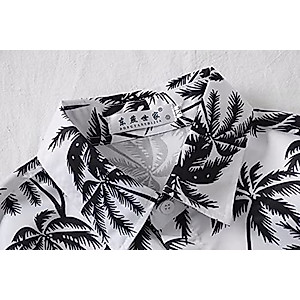 Men's Hawaiian Floral Shirts Cotton Button Down Tropical Holiday Beach Shirts with Pocket