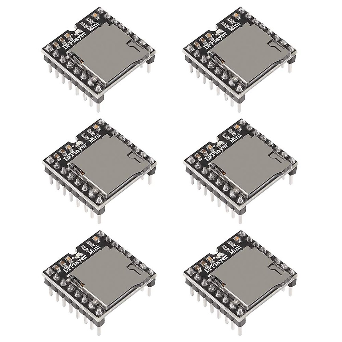 AITRIP 6PCS Mini MP3 Player Audio Module MP3 Voice Decode Board DFPlayer with TF Card Slot, it can be Controlled Through Serial Port or I/O Port for Arduino,Raspberry Pi, AVR, MSP430, and Other MCUs
