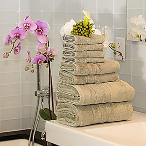 Mosobam 700 GSM Luxury Bamboo Viscose 12pc Large Oversized Bathroom Set, Seagrass Green, 4 Bath Towels 30X58 4 Hand Towels 16X30 4 Face Washcloths (Wash Cloth) 13X13, Turkish Towel Sets, Quick Dry