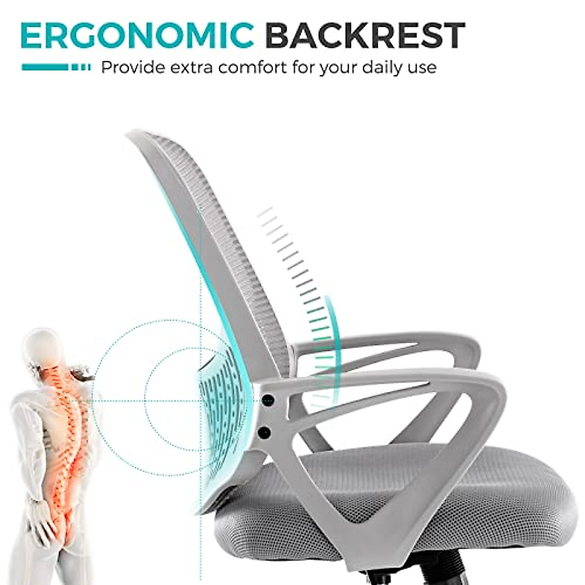 Ergonomic Office Chair Mesh Back Office Desk Chair Computer Chair Mid Back Task Chair for Home Office Gaming