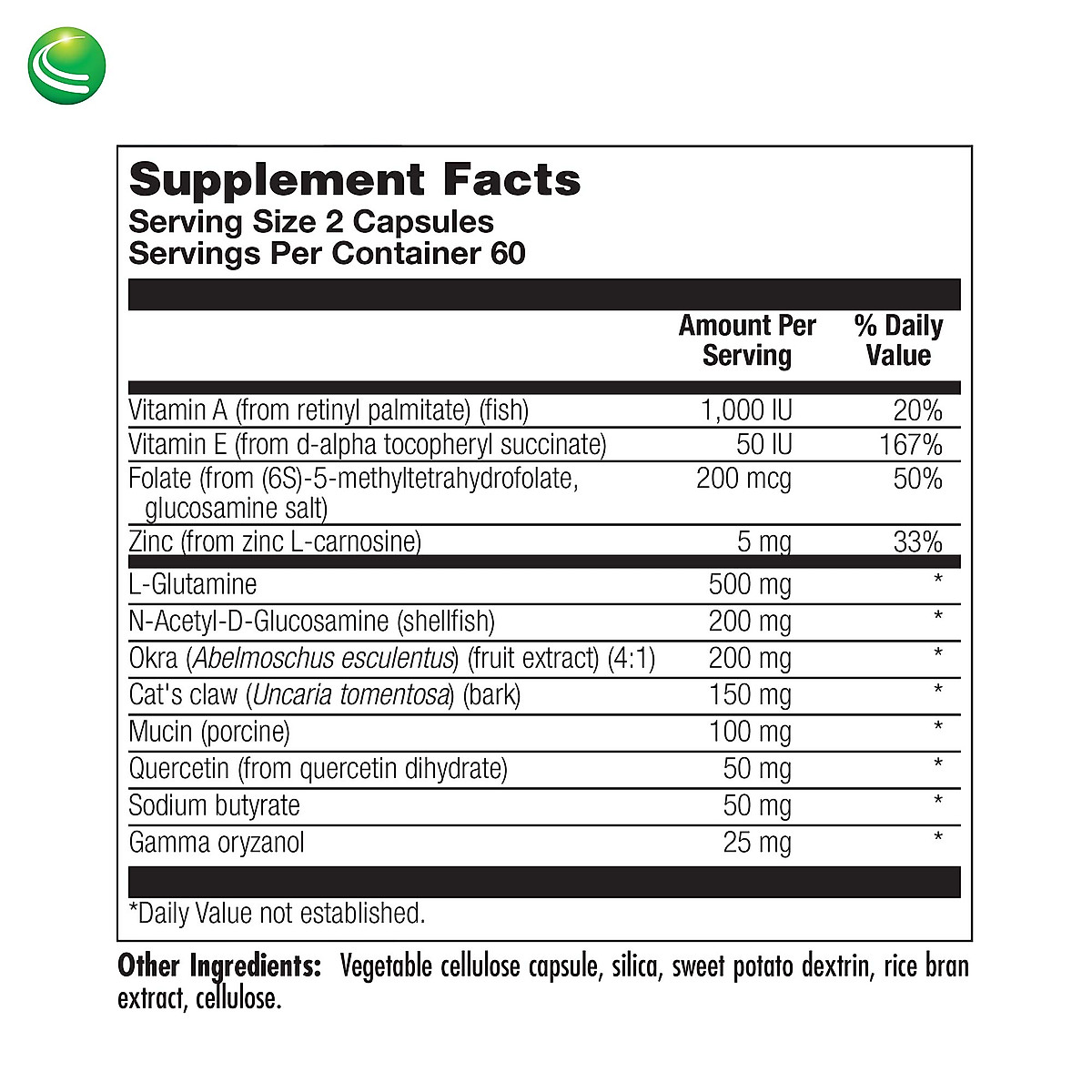 Nutra Biogenesis Intestinal Repair Capsules - Herbal Gut Health Supplement for Women & Men with Sodium Butyrate, Daily - 120 Capsules