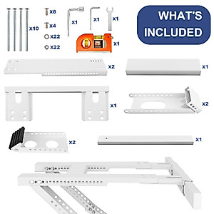Window Air Conditioner Support Bracket, Universal Ac Window Bracket No Drilling and Tools Required, Heavy Duty Steel Holds Up to 220lbs, Fits Single Or Double Hung Windows, with Installation Manual