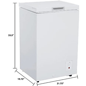 Avanti CF350M0W Slim 20x22x34 Inch 3.5 Cubic Foot Capacity Stand Alone Upright Ice Chest Deep Freezer with Defrost and Removable Storage Basket, White