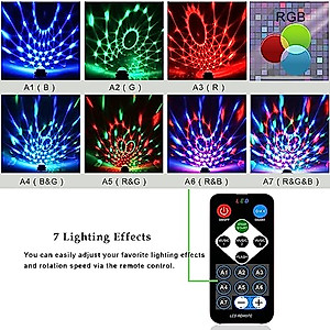 Disco Ball Party Lights Sound Activated Strobe Lamp with Remote Control for Home Room Dance Parties Bar Karaoke Xmas Wedding Show Club