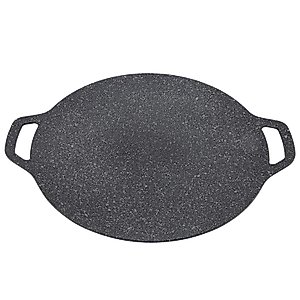 Korean Style Round Grill Pan, High Thermal Conductivity Non stick Barbecue Plate Aluminum Material Korean BBQ Grill Pan, Multifunctional Stove Plate for Meats, Pancakes, Ribs(30CM)