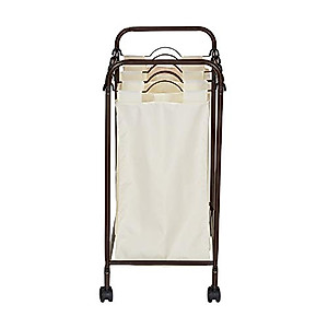 Household Essentials 7173 Rolling Quad Laundry Sorter with Removable Hamper Bags | Antique Bronze Frame