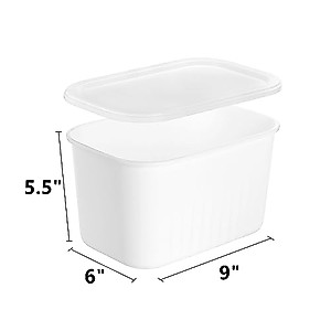 Dicunoy 6 Pack Lidded Storage Bins with Lids, Stackable Storage Baskets, White Plastic Pantry Organizer for Toiletries, Shelf, RV, Lockers