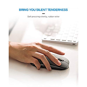 INPHIC Wireless Mouse for Laptop, 2.4G Slim Mouse 700mAh Rechargeable, Noiseless Computer Mouse with USB Receiver, 3 Adjustable DPI Optical Cordless Mouse for MacBook, Chromebook, PC, Laptop-Black