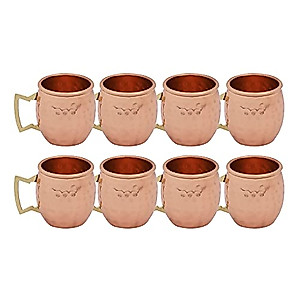 Buddha4all 2 Oz. Solid Copper Mini Moscow Mule Shot Mug Set Authentic 100% Solid Copper Hammered Moscow Mule Mug 2-Oz Shot Glass - Set