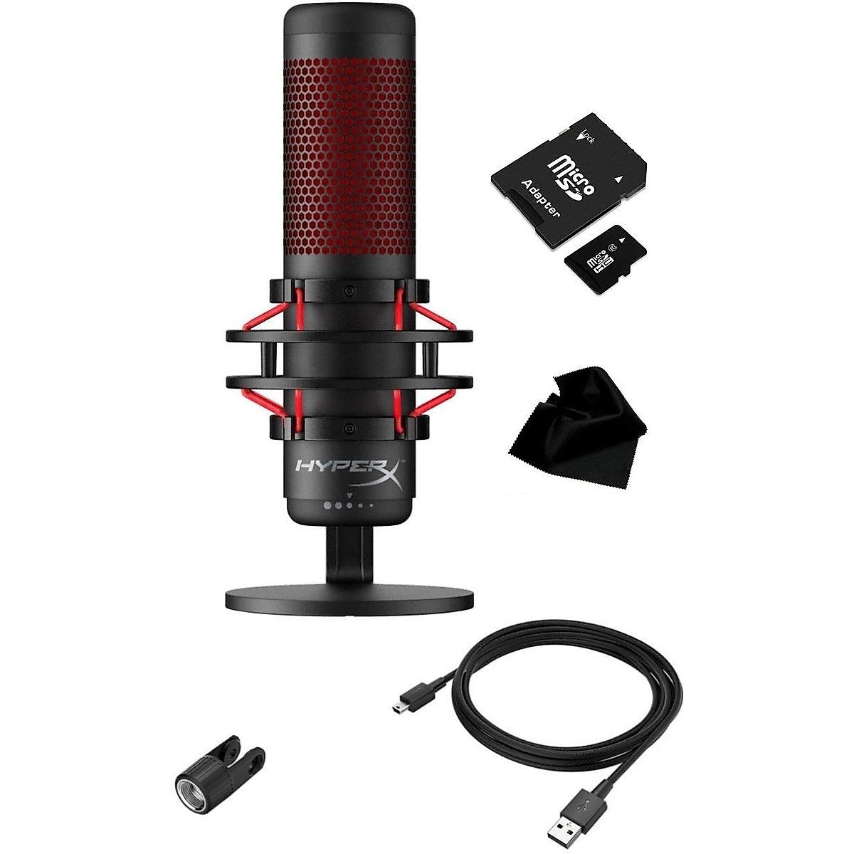 Newest HyperX - QuadCast USB Multi-Pattern Electret Condenser Microphone | 2020 Edition | for PS4, PC and Mac | Pop Filter | Anti-Vibration Shock Mount | | Red - Black | with KWALICABLE Bundle