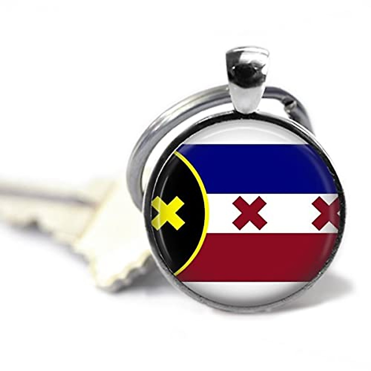 Dream SMP L'Manberg Flag 1 inch Silver Plated Pendant Necklace or Keychain