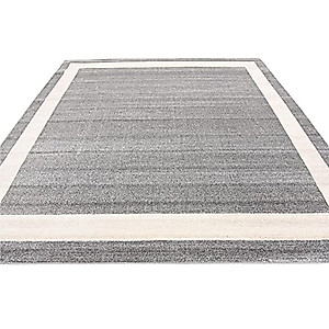 Unique Loom Del Mar Collection Area Rug-Transitional Inspired with Modern Contemporary Design, Square 8' 0" x 8' 0", Gray/Ivory