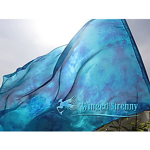 Winged Sirenny Porphetic Praise Dance Worship Flex Flags, 50" Rectangular Dance Ministry Streamer (Blue Moon)