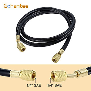 R410A AC Refrigerant Charging Hoses, 59“ HVAC Charging Hose with 1/4’’ SAE Female Flare, 800PSI Working Pressure for R410A R22 R134A R12 R502 Air Condition System Maintenance