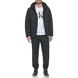 Calvin Klein Men's Hooded Stretch Jacket, Ebony, Medium