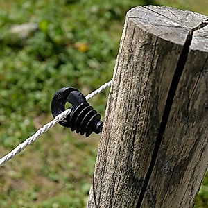 PATIKIL Electric Fence Insulator Screw-in Ring Insulator 12pcs Wood Post Insulator Black for Farm Fencing Power Grid System