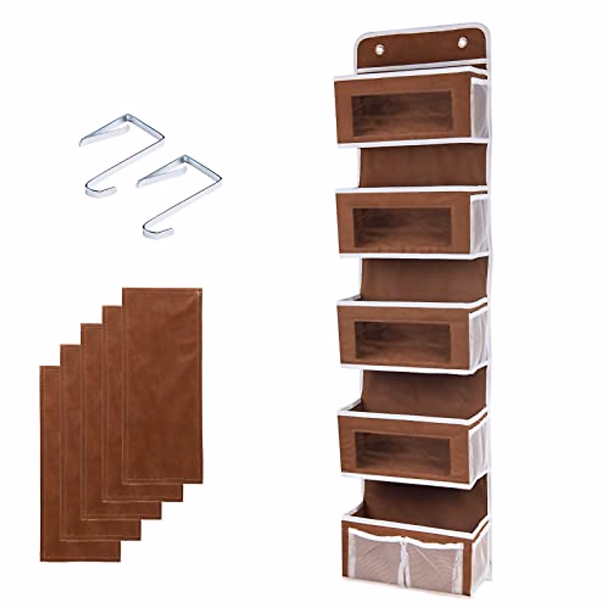 Fialah Over The Door Hanging Organizer, Transparent Window, Without Naming Pocket (Black)