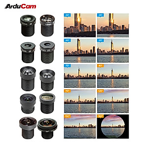 Arducam M12 Lens Set, Arducam Lens for USB Camera(1/2.7” 1/2.8″ 1/2.9″), Telephoto, Macro, Wide Angle, Fisheye Lens Kit (20°- 180°) with M12 Lens Holder and Cleaning Cloth, Optical All-in-One