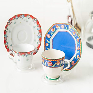 HOHIYA 12 Pcs Tea Cup and Saucer Display Stand Teacup Holder Rack Taiwan Made Clear Color