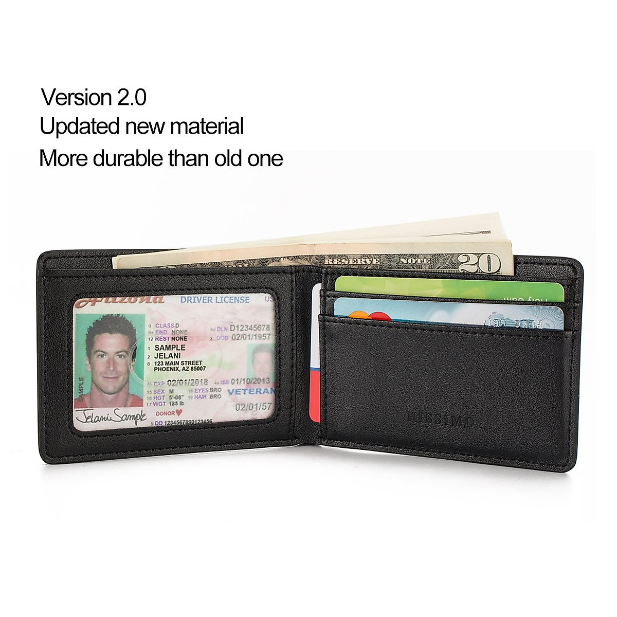 Mens Slim Front Pocket Wallet ID Window Card Case with RFID Blocking - Black