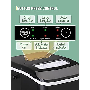 WANAI Ice Maker Countertop Portable Ice Maker Machine Self-Cleaning 26lbs/6-8Mins/24Hrs Ice Machine with Two Ice Cube Sizes and Scoop & Basket for Home/Office/Bar/RV Use