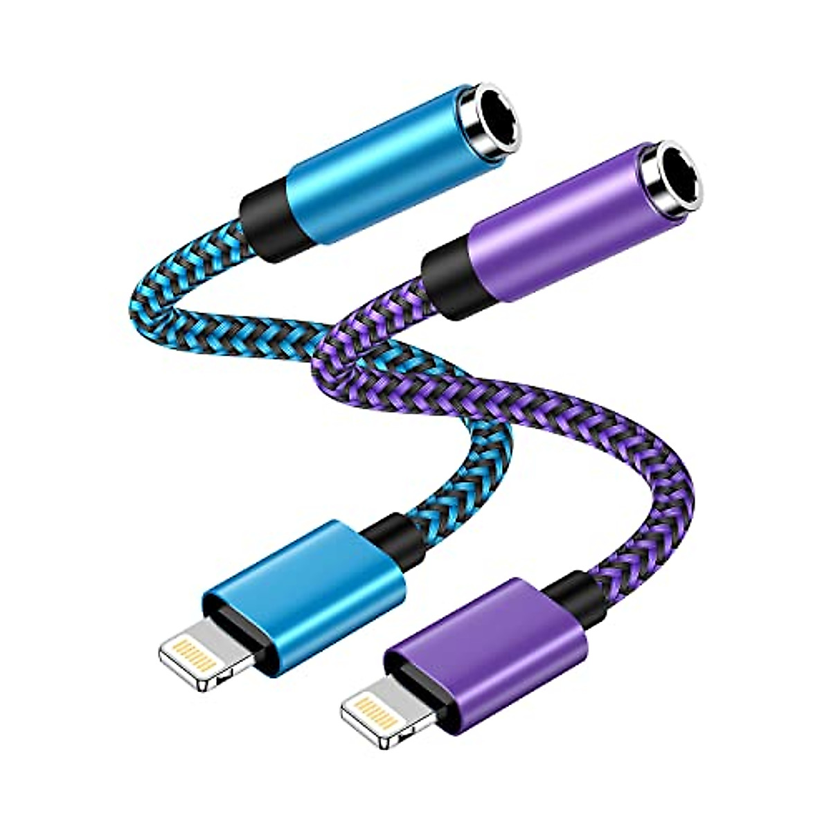 iPhone Headphone Adapter, 2Pack Apple Dongle Lightning to 3.5mm Jack Converter Braided Audio Aux Cord Earbuds Splitter Adaptor Compatible with iPhone 14 13 12 11 Pro Max X XR XS SE 8 7 Plus iPad iPod