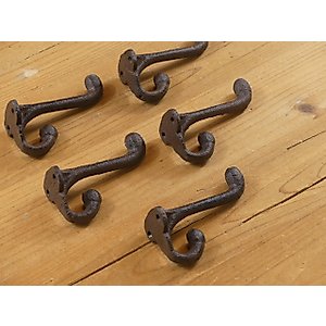 Midwest Craft House 5 Rustic Coat Hooks CAST Iron Acorn 3 1/4" Long HAT Wall School Towel