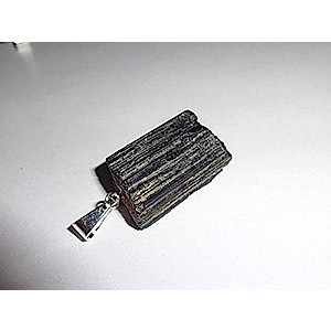 1pc Raw Black Tourmaline Rough Natural Free Form Crystal Healing Gemstone Pendant with Metal Bail Loop