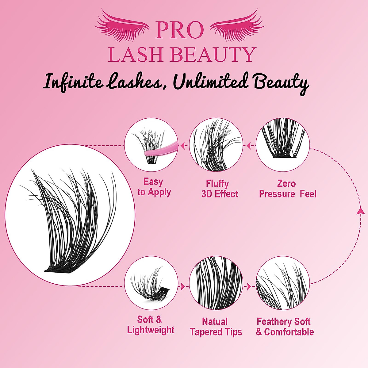Lash CIusters 320Pcs Individual Lashes 3D Fluffy Cluster Lashes Natural Look Eyelash Clusters Faux Mink Wispy Lashes 30D+40D-D Mixed DIY Lash Extension (3D Fluffy-30D+40D-D,8-16mix)