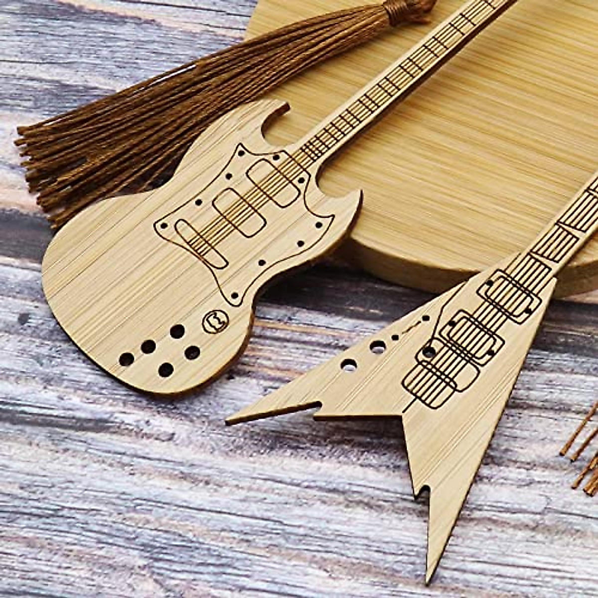 4pcs Bookmark Guitar Shape Tassel Creative Bookmark for Sheet Music Decoration Page Marker Art Craft Decor Page Marker Holder Gift for Student Teacher Reader