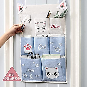 MIMOMA Wall Hanging Storage Bag,Over The Door Organizer Pocket,7 Pockets Premium Linen Fabric Pouches for Closet,Living Room,Bedroom,Bathroom (Pag)