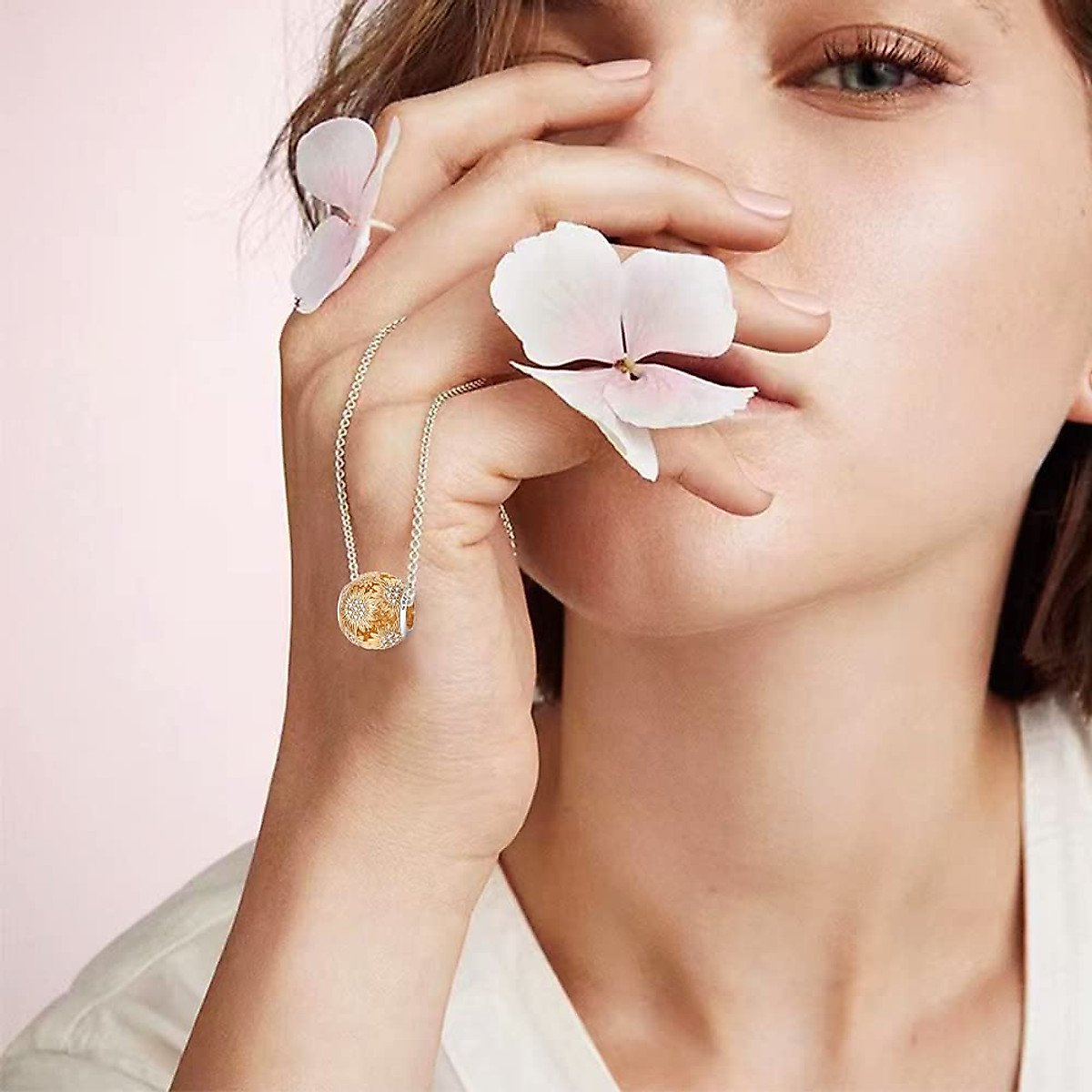 LNQOBU Happy Life Pendant Charm Bead Fits for Charm Bracelets - 925 Sterling Silver Dangle Pendant Bead for Woman Girl(With one Spacer Beads Charms)