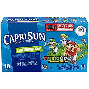 Capri Sun Strawberry Kiwi Naturally Flavored Kids Juice Drink Blend (10 ct Box, 6 fl oz Pouches)
