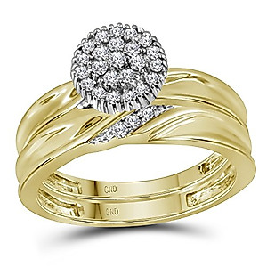 Sonia Jewels Sizes - L = 5, M = 8-10k Yellow Gold Diamond Trio His & Hers Matching Trio Wedding Band Engagement Bridal Ring Set 1/4 Ctw