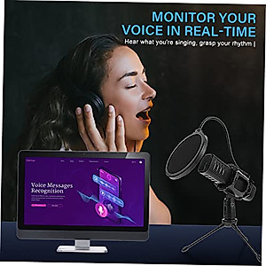 Vaguelly 2 Sets Computer Microphone Podcast Studio Microphone Laptop Stand for Desk Live Broadcast Mic Usb Recording Mic Condenser Microphone Recording Microphone Trumpet Capacitance Metal