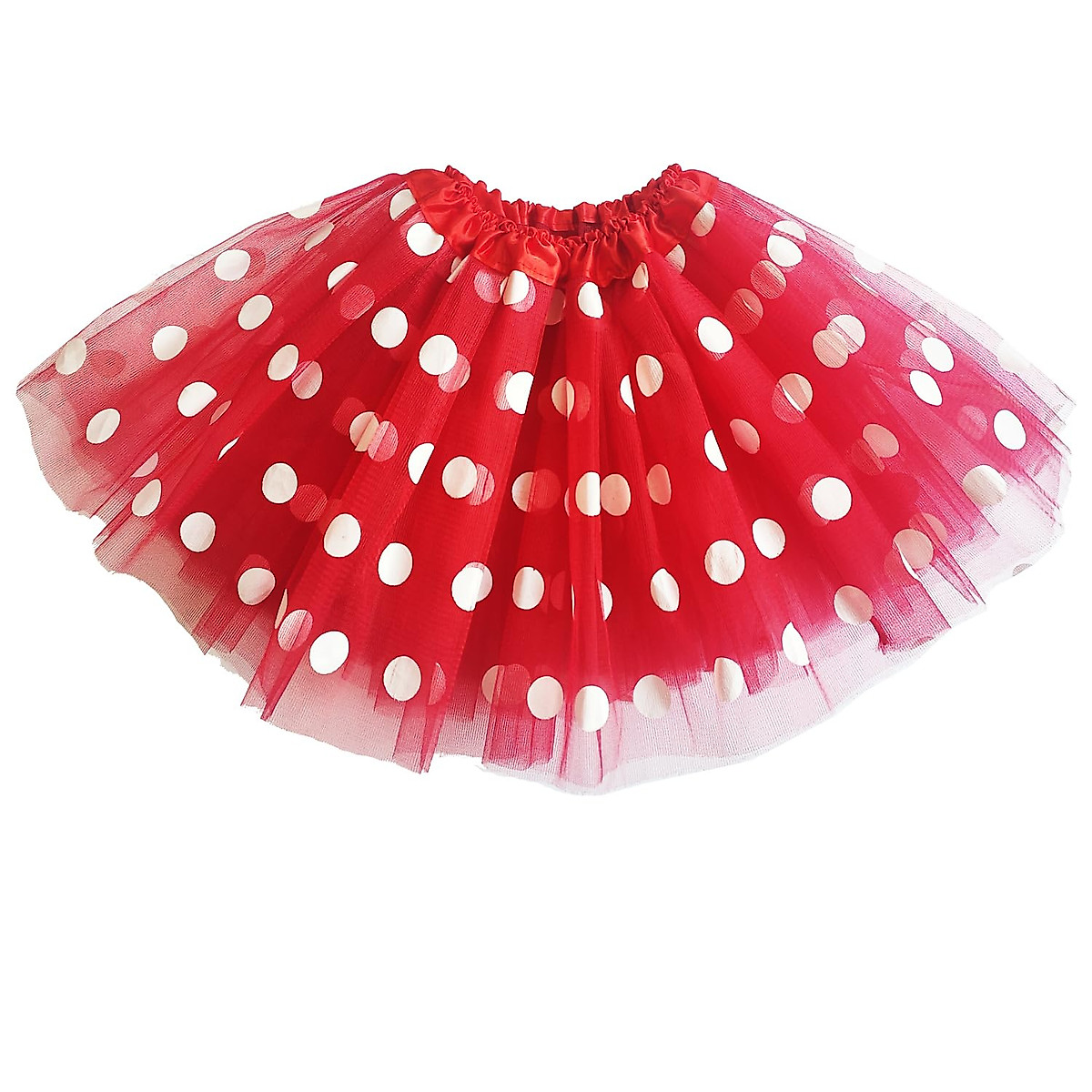 Red and White Polka Dots Tutu for Girls Princess Ballet Tulle Tutu Dress-Up Birthday Christmas Tutu Costume 3-8Y
