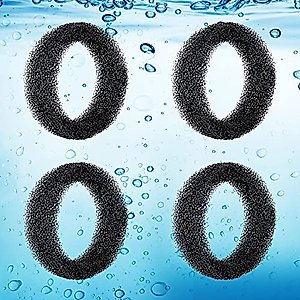 4 Packs POLAME Pre-Filter Sponges, Stainless Steel Cat Fountain Sponge Foam Filter Black, Compatible with 84oz/2.5L Pet Fountain Automatic Drinking Water Dispenser