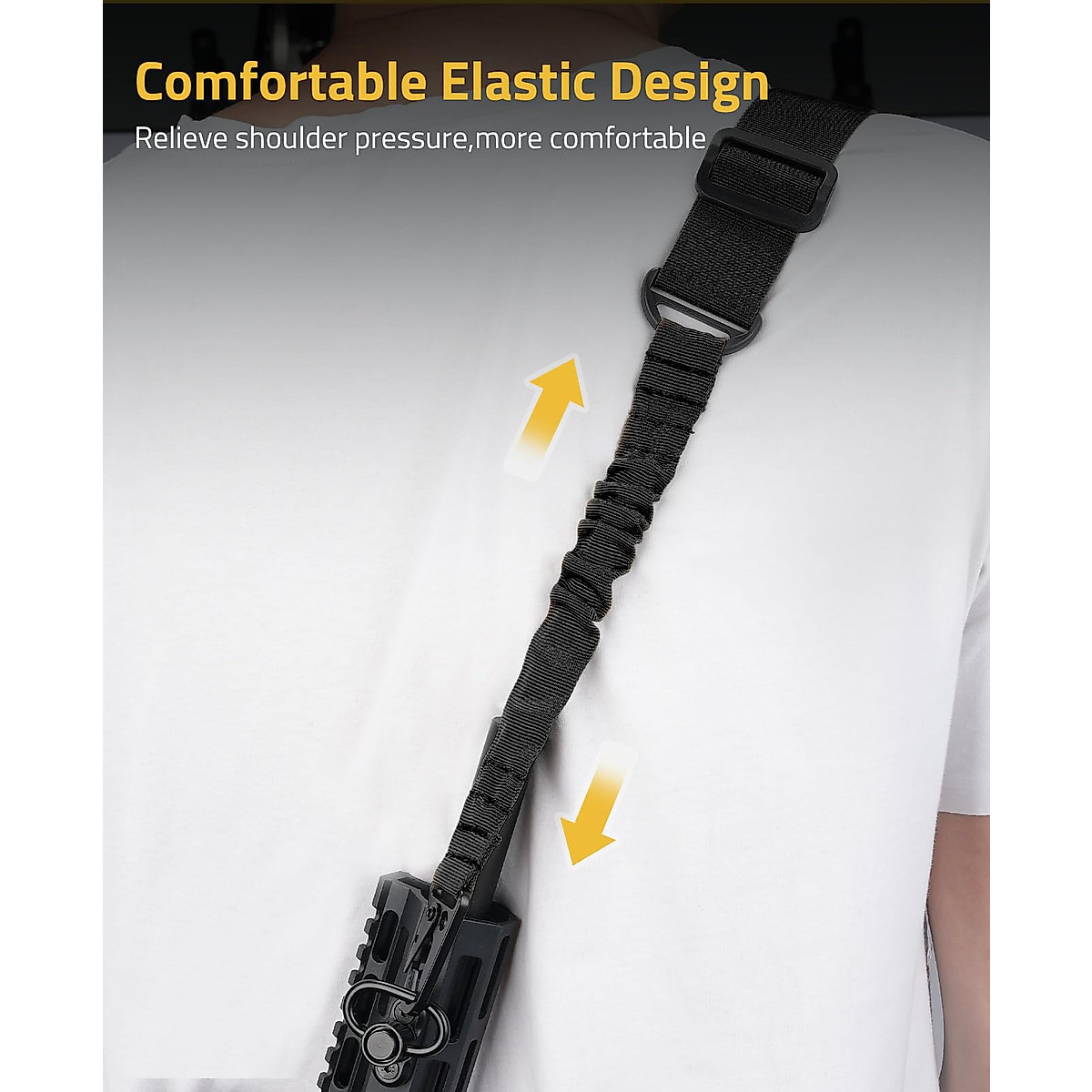 CVLIFE Two Points Sling with Length Adjuster Traditional Sling with Metal Hook for Outdoors Black