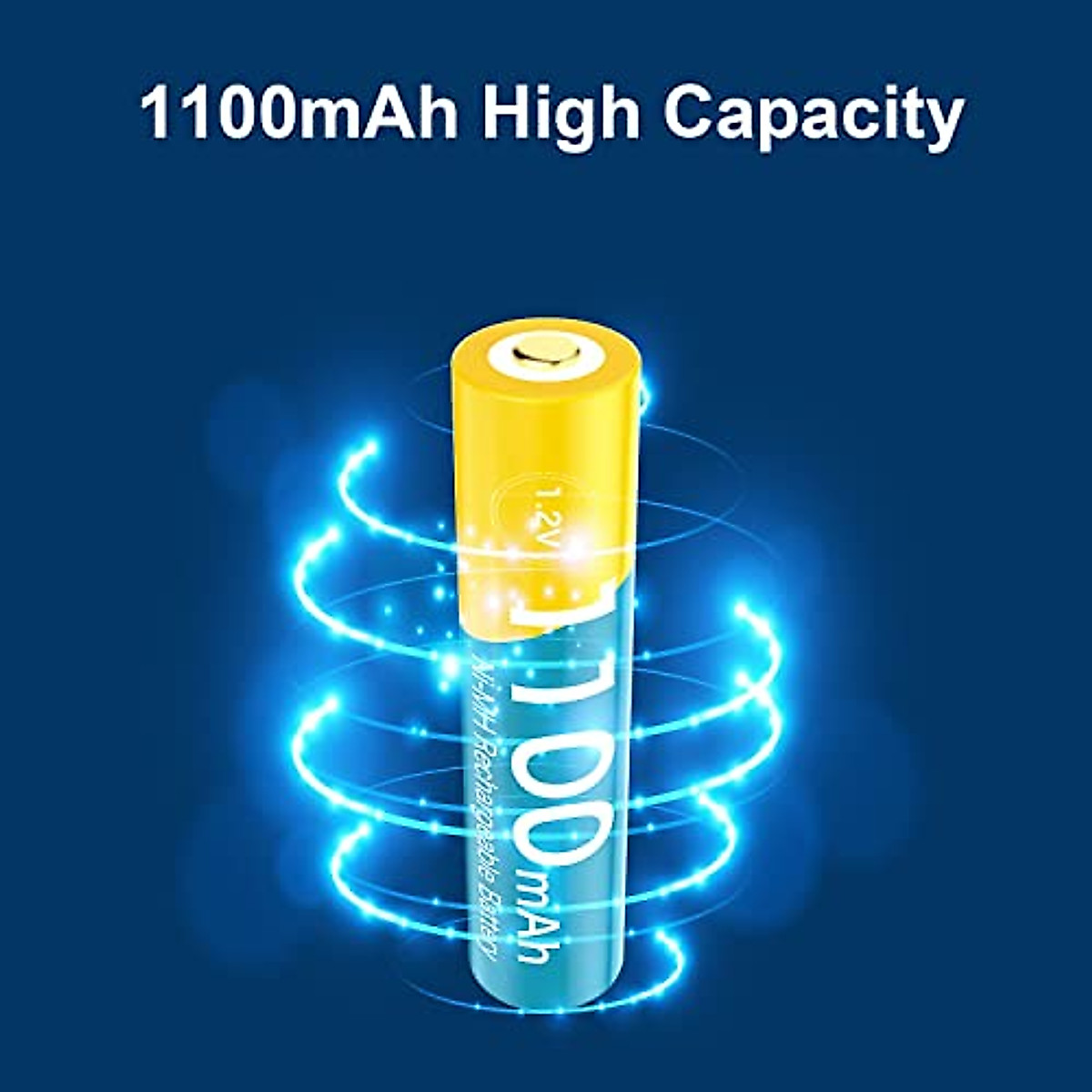Deleepow 1.2V Rechargeable AAA Batteries 1100mAh Nimh AAA Rechargeable Batteries 8-Pack Gold-Plated Anode with USB-C and Micro USB 2 Charge Port LCD Charger