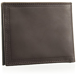 Nautica Men's Sail Embossed Bifold Leather Wallet with 6 slots and RFID Protection, Brown