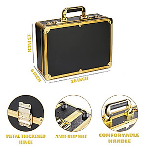 Professional Barber Supplies Case for Barber,Portable Barber Travel Carrying Case for Hair Stylist& Pet Groomer,Multi-Space Design, Sturdy, Large-Capacity Mobile Barber Stations (Gold)