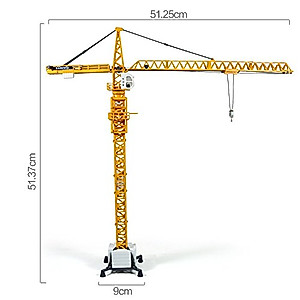Tipmant Large Size Alloy Die-cast Model Toy Diecast Tower Slewing Crane Truck Vehicle Miniature Car 1:50 Gift for Kids Height 20 inch