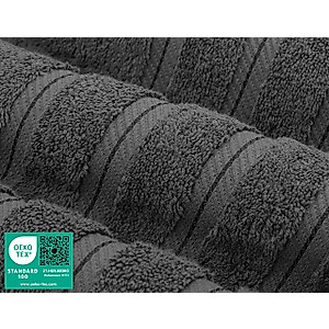 American Soft Linen Luxury 6 Piece Towel Set, 2 Bath Towels 2 Hand Towels 2 Washcloths, 100% Cotton Turkish Towels for Bathroom, Dark Gray Towel Sets